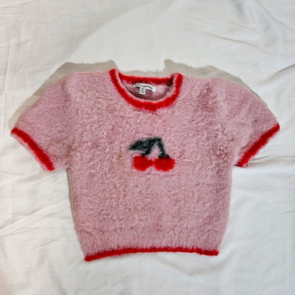 Pretty Garbage | Tops | Pretty Garbage Pink Fuzzy Top With Cherry ...